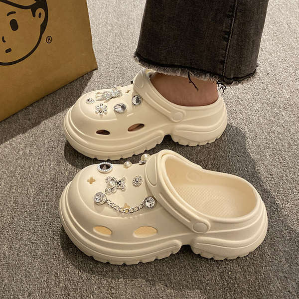 crocs crocs women Kasut EVA Hole Wanita Crystal Bear 5cm Tebal Tapak ...