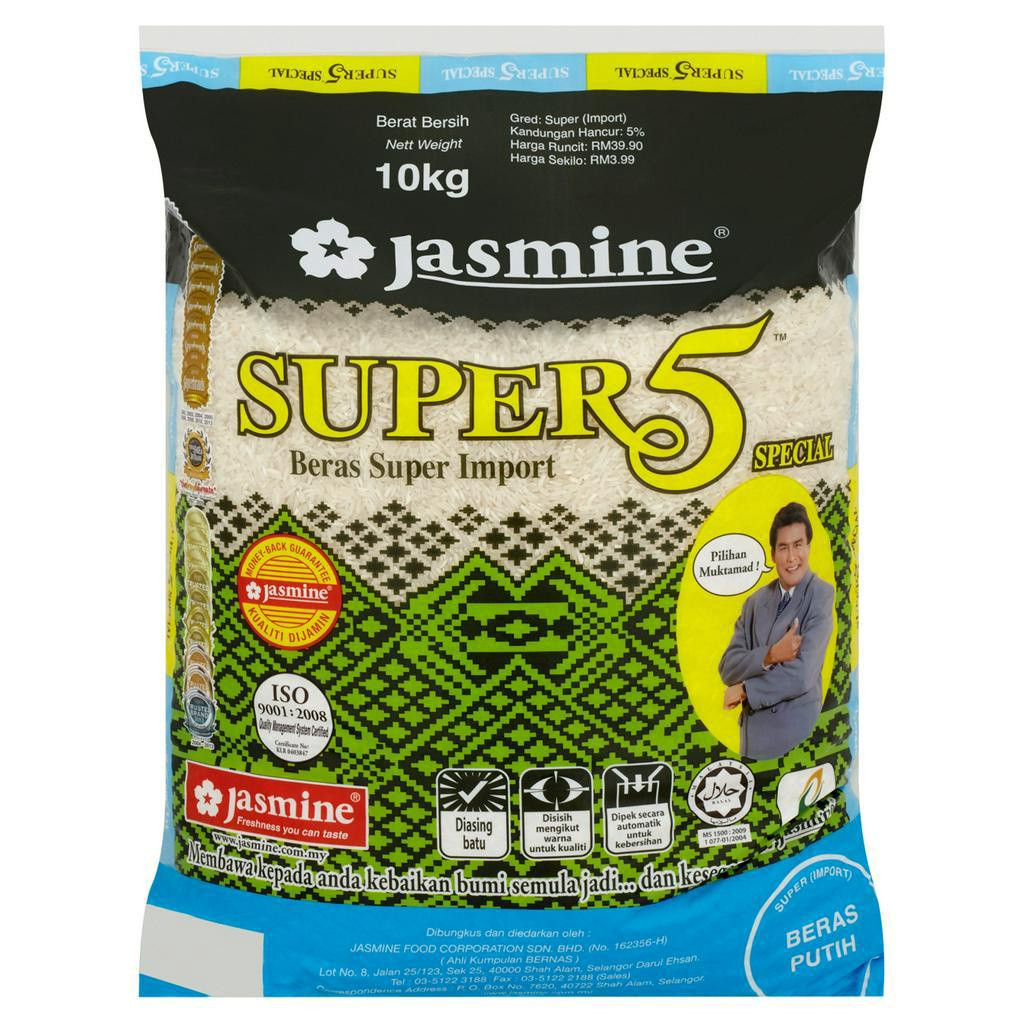 Jasmine Beras Super5 Special 5% Rice (10kg) | Shopee Malaysia