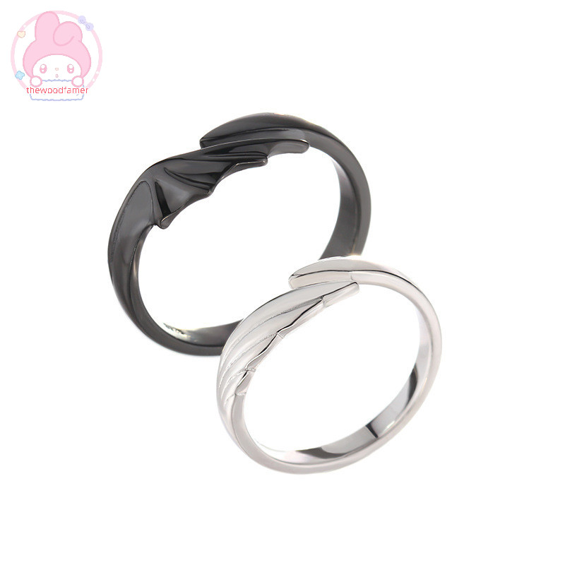 thewoodfamer Matching Set Couple Rings Jewelry Angel Devil Adjustable ...