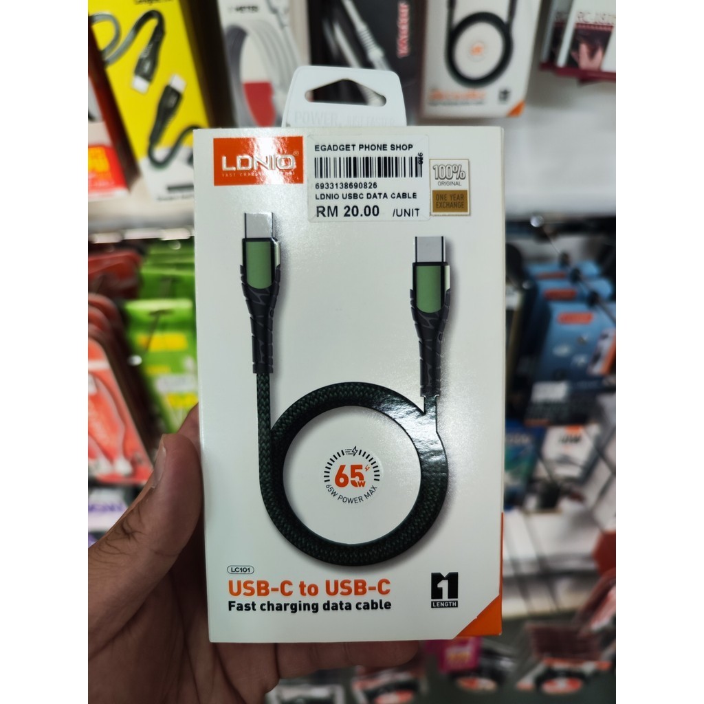 Ldnio LC101 PD Type-C to Type-C 65W Fast Charging Data Cable 1 Meter | Shopee Malaysia