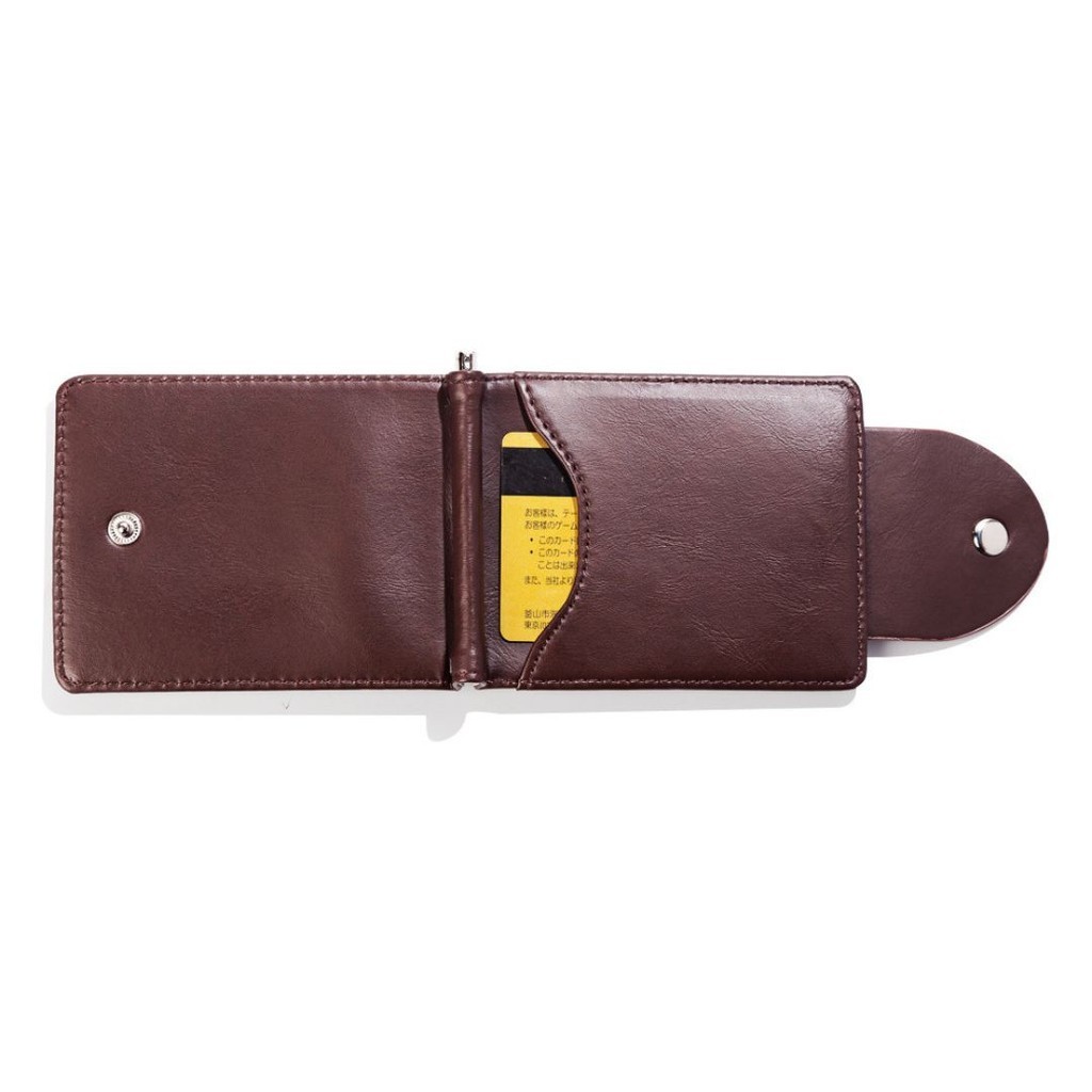 Men Slim Bifold Faux Leather Money Clip Credit Card Holder Snap ...