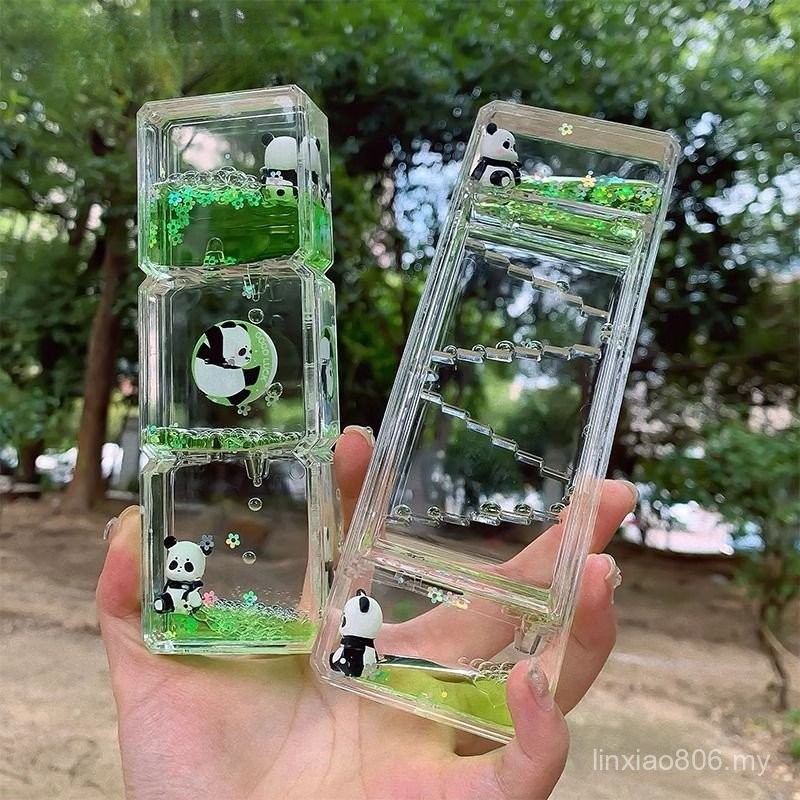 Cute Panda Decompression Oil Leak Hourglass Creative Decoration Mood ...