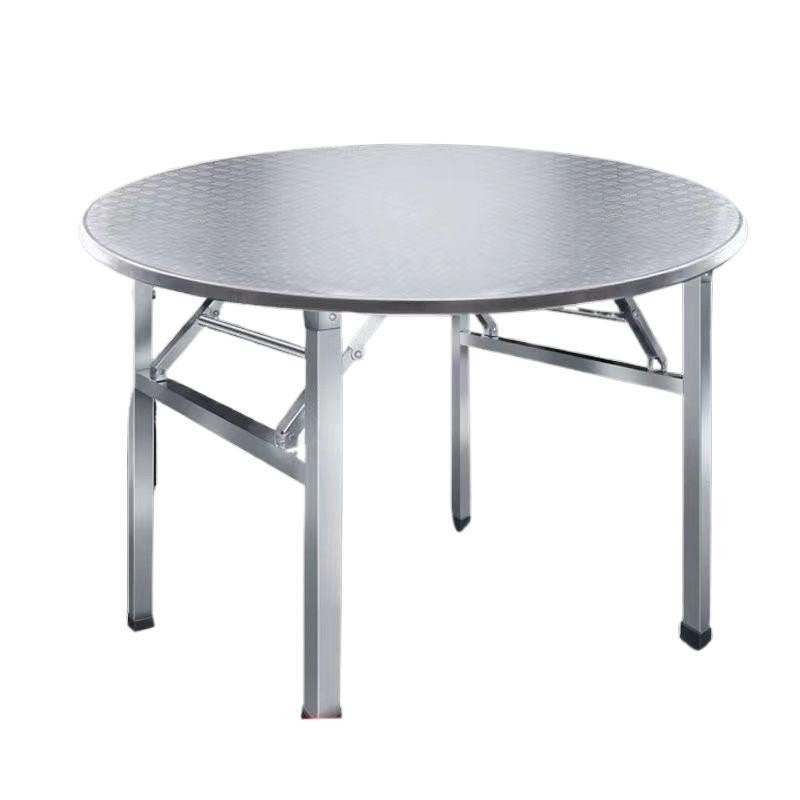 Folding round Table Stainless Steel Barbecue Sidewalk Snack Booth Table ...