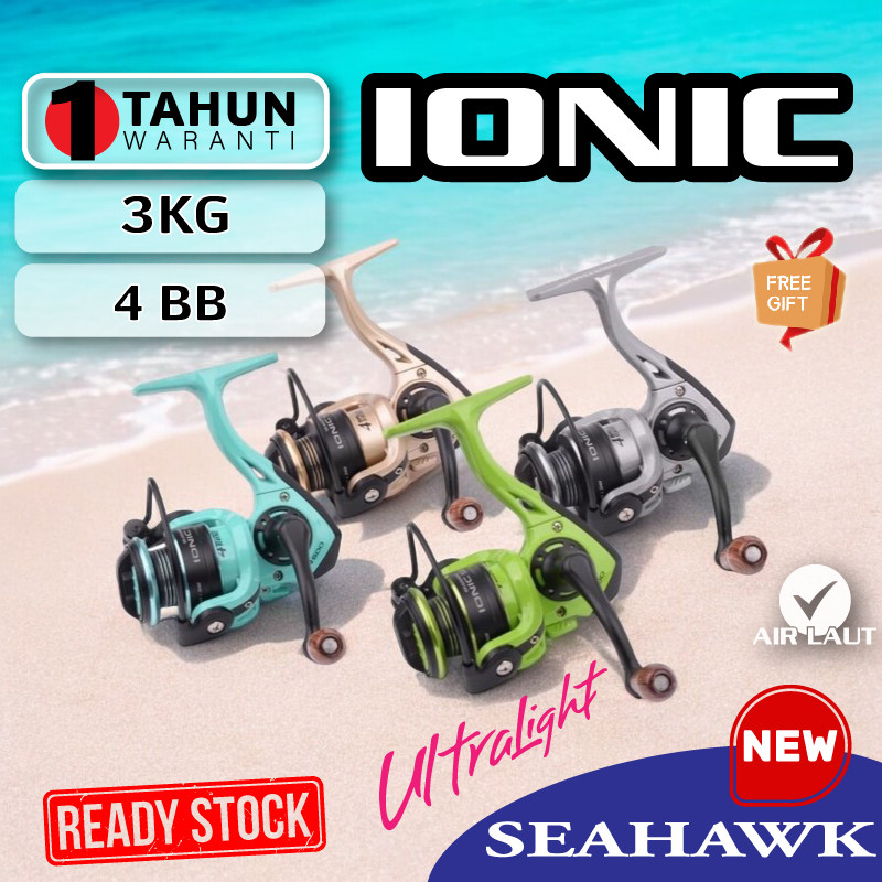 SEAHAWK IONIC 500 Fishing reel Spining Mesin Pancing udang Ultra Light ...