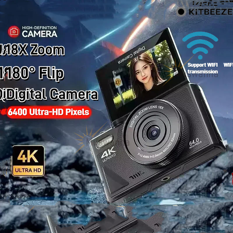 Digital Camera 64MP WIFI 4K Digital Camera Selfile Camera 18X Digital ...
