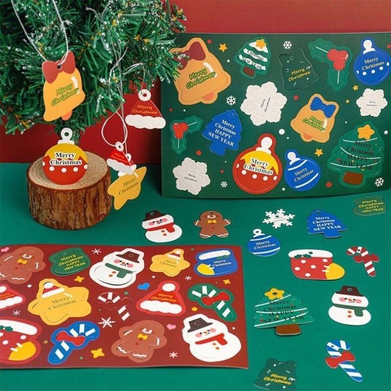 Merry Christmas Gift Tags Red Green Xmas Tree Cards Tag Hanging Decor ...