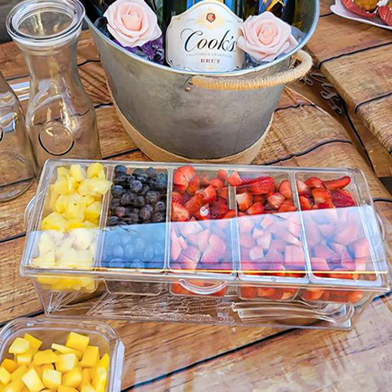 Four-grid Plastic Ingredient Container Food-grade Storage Box Fruit and ...