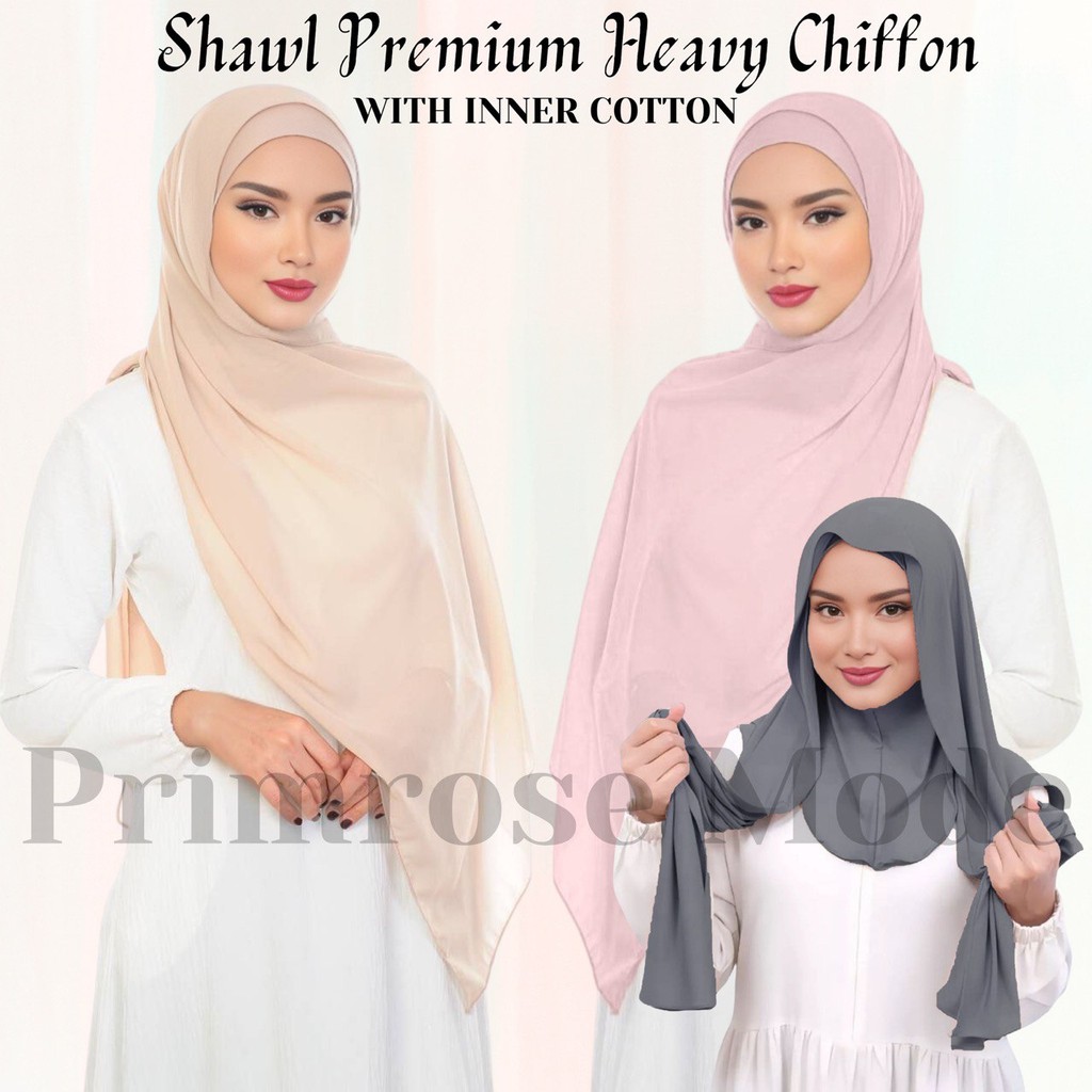 SHAWL INNER CHIFFON WANITA MUSLIMAH 5 SAAT SIAP PAKAI CASUAL COTTON ...