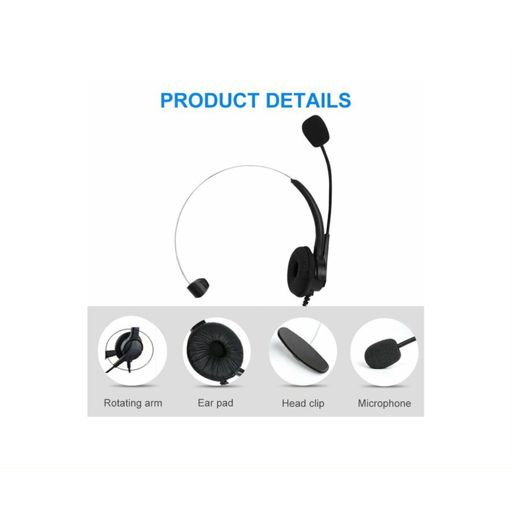 Call Center Monaural Office Phone Microphone Headset & Coiled Cable CJ9 ...