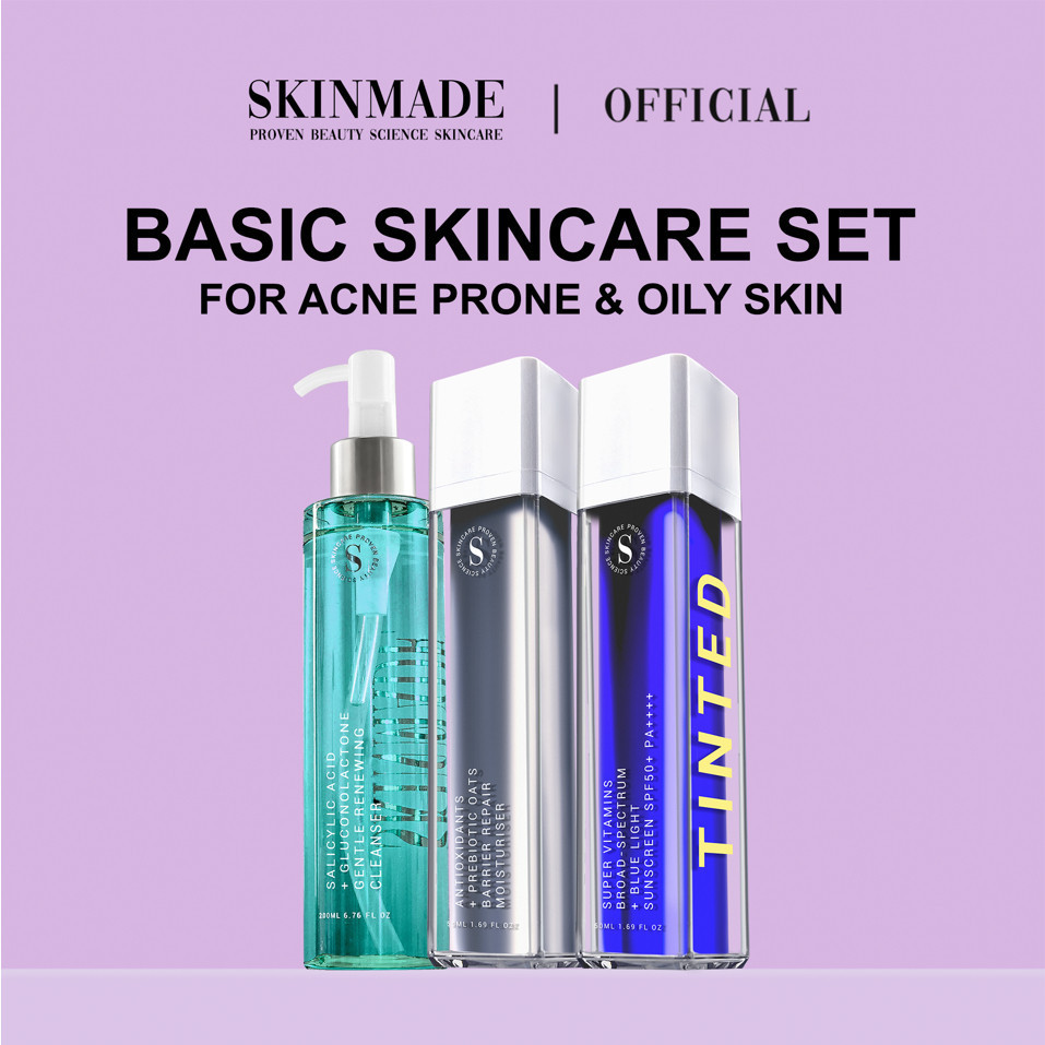 SKINMADE Basic Skincare Set Acne Prone & Oily Skin (3 Pcs) | Shopee ...