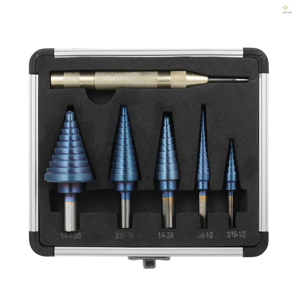 50 Sizes HSS Step Drill Bit Set with Automatic Center Punch and ...