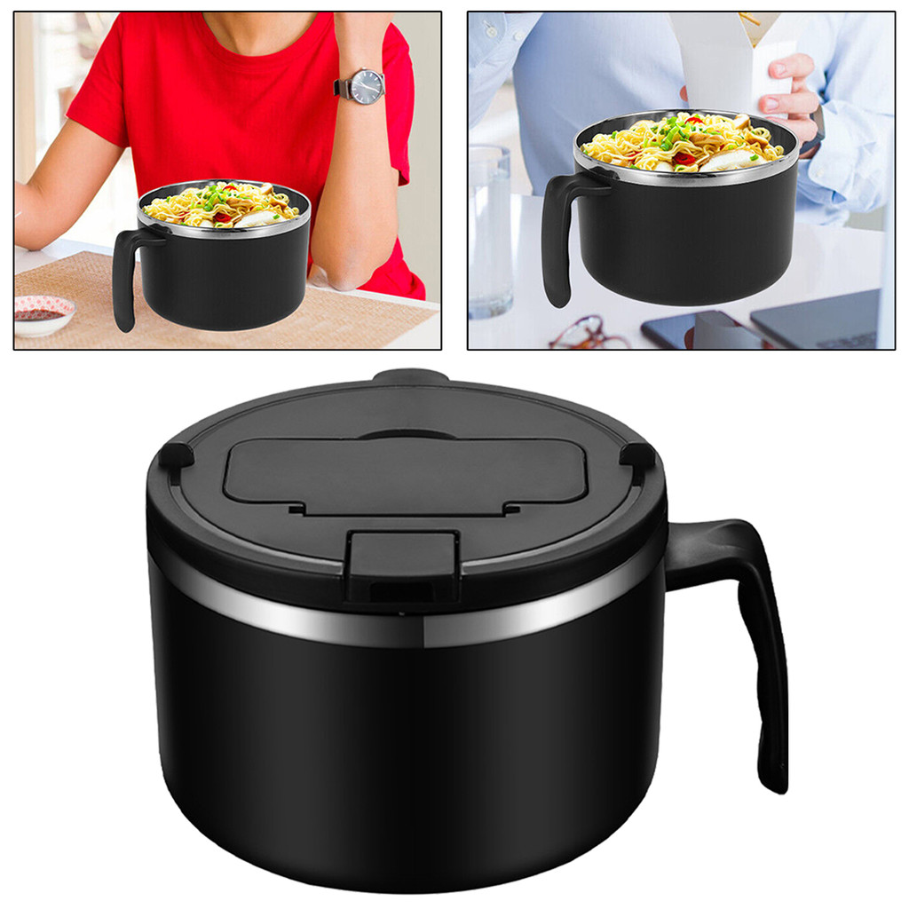 1 Pcs Practical 1200Ml Noodle Bowl With Lid, Stainless Steel Instant ...