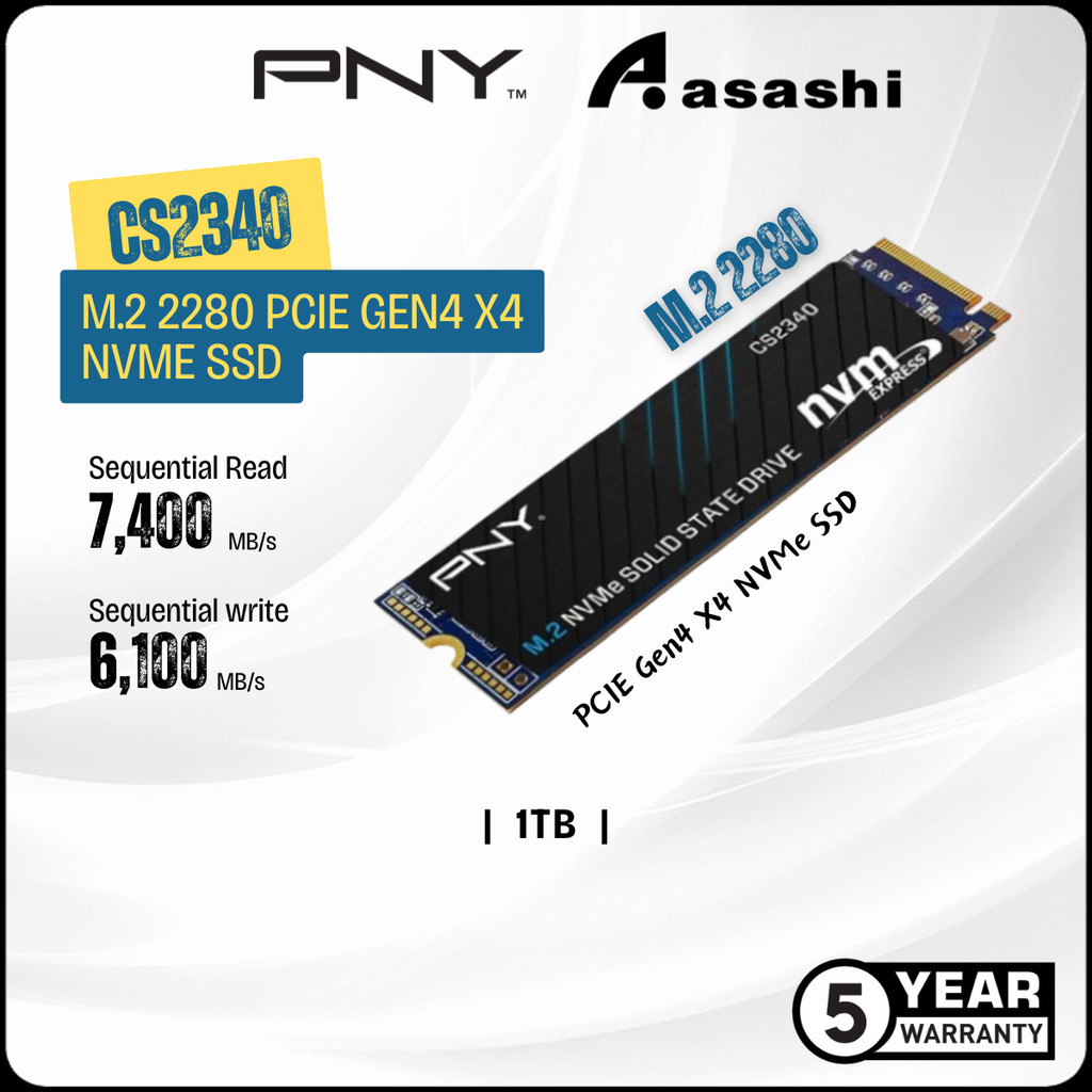 PNY XLR8 CS2340 1TB M.2 2280 PCIE Gen4 X4 NVMe SSD - M280CS2340-1TB-CL (Up to 7400MB/s Read ...