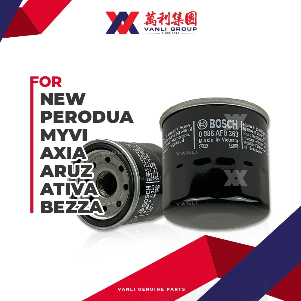 Bosch Oil Filter for New Perodua Myvi, Axia, Aruz, Bezza, Ativa ( 15601 ...