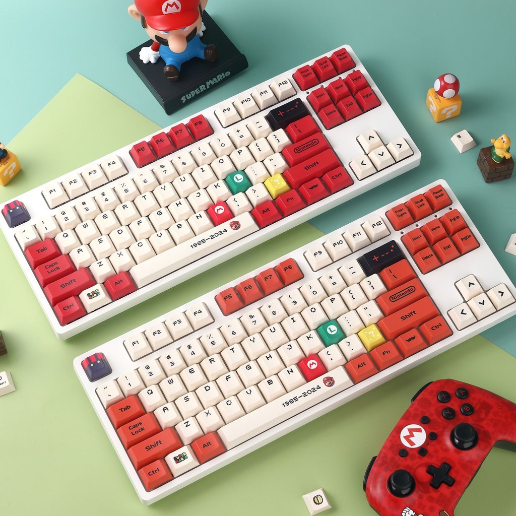 Mario Keycap Sublimation PBT Color Original Factory Height 123 Keys 75 ...