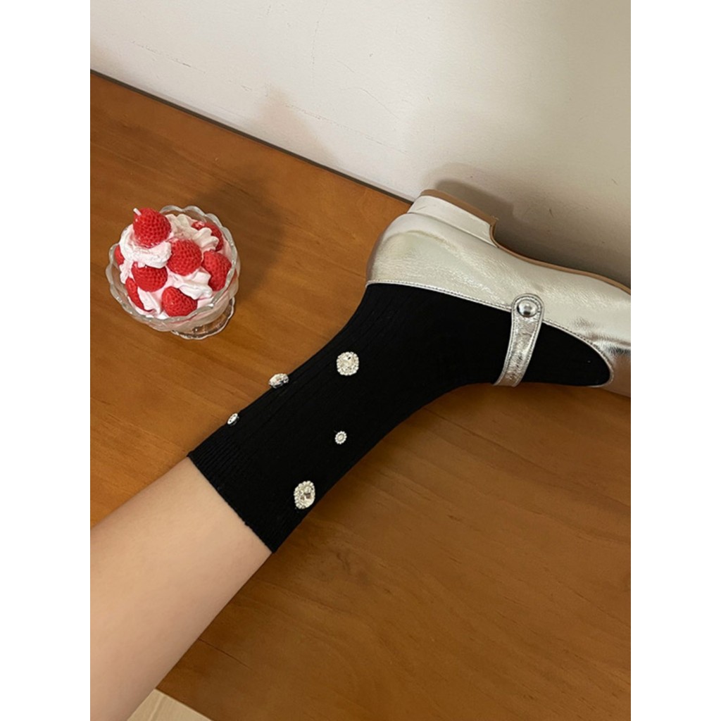 Y2k flash diamond wide strip cotton pile socks | Shopee Malaysia