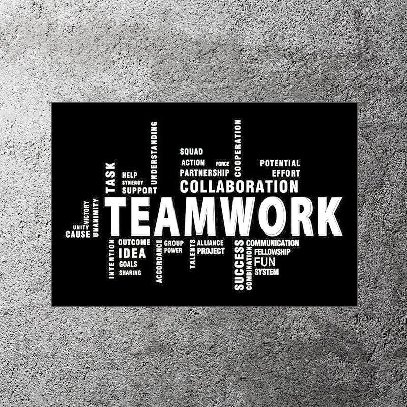Teamwork Canvas Wall Art Large Motivational Quotes Artwork Modern Home ...