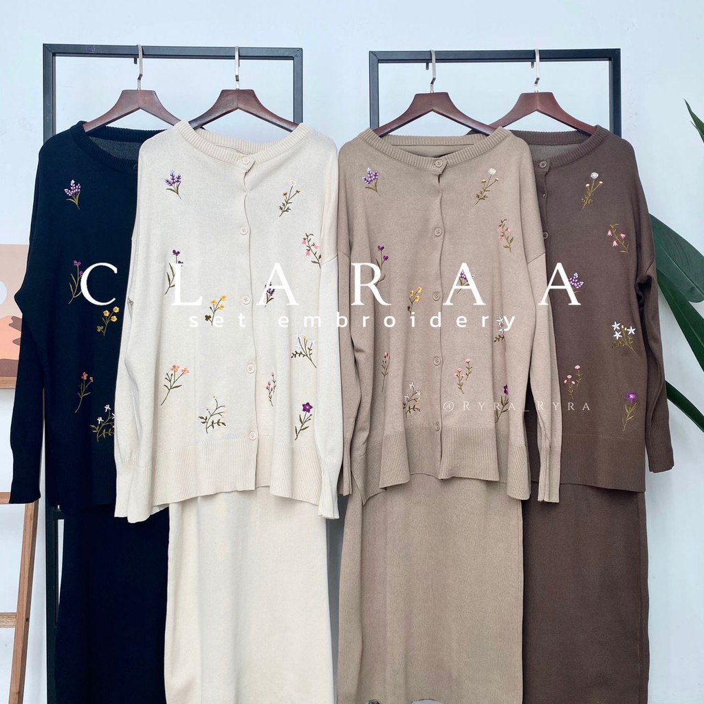 CLARAA SET SKIRT ( EMBROIDERY ) - BASIC KNIT | Shopee Malaysia