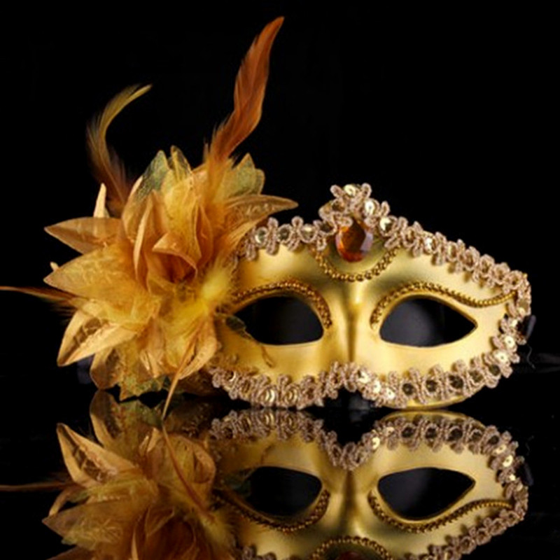 SUM Dance Party Diamond Venetian Mask Feather Flower Wedding Carnival ...