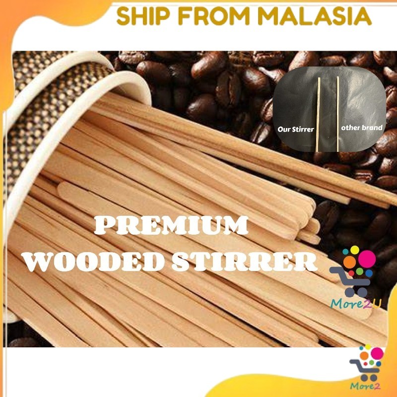 [500pcs] Pengacau Kopi Kayu Pakai Buang / Premium Wooden Coffee Stirrer ...