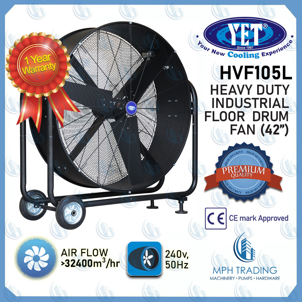 YET HVF105L Heavy Duty Powerful 42'' 42 Inch Industrial Floor Fan Drum ...