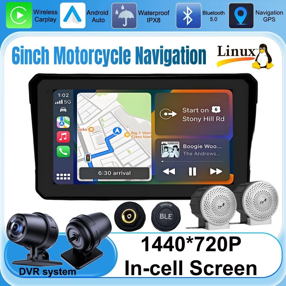 Portable 6 inch IPX8 Waterproof Motorcycle GPS Navigation Wireless ...
