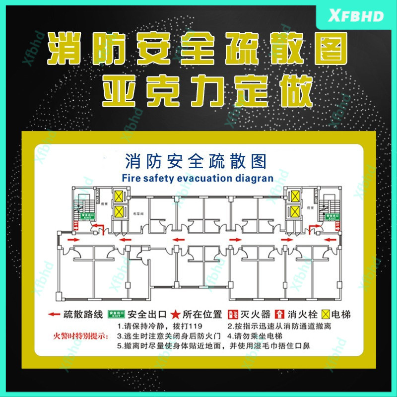 Acrylic Fire Evacuation Schematic Diagram Hotel Hotel Safe Emergency ...