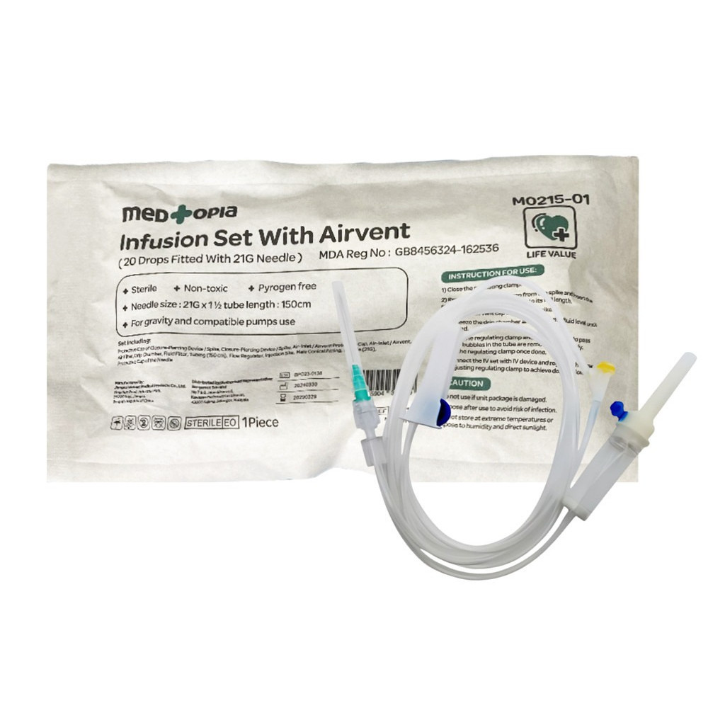 Medtopia IV Infusion Drip Set With Airvent 20 Drops Fitted [ 1pack ...