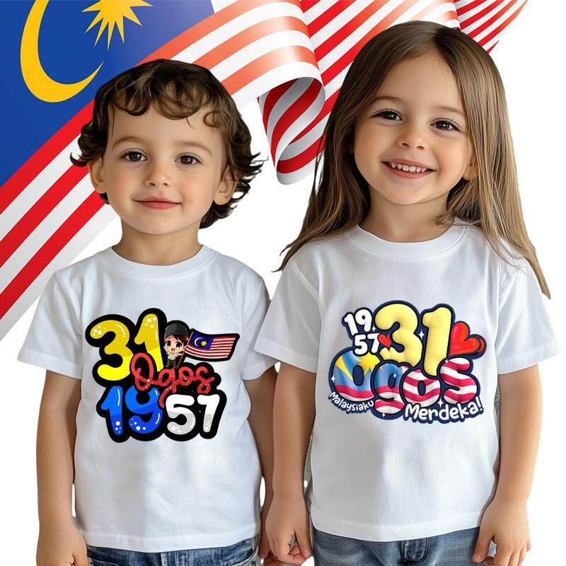 Hari Merdeka Celebration T-shirt Malaysia Flag Print Kids T-shirt ...