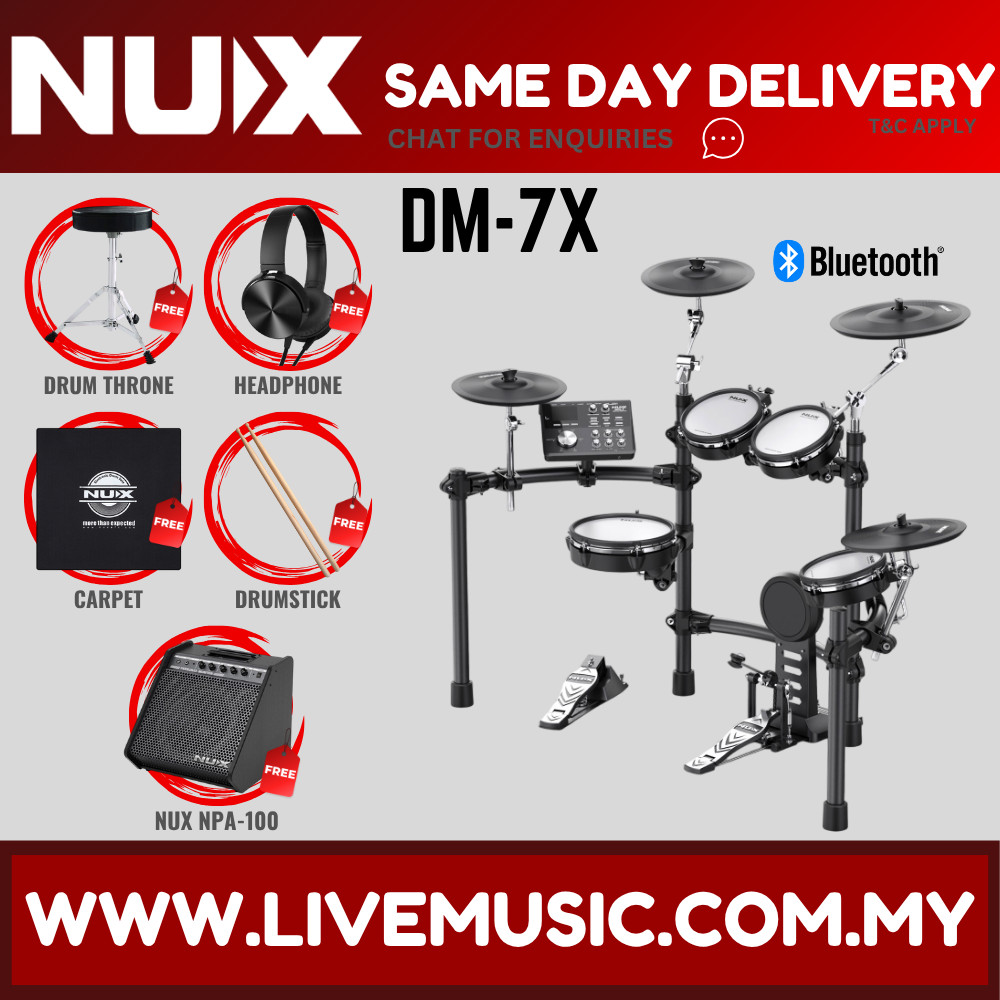 *SAME DAY DELIVERY* NUX DM-7X 5 Piece Full Mesh Digital Electronic Drum Set Head By Remo (DM7X ...