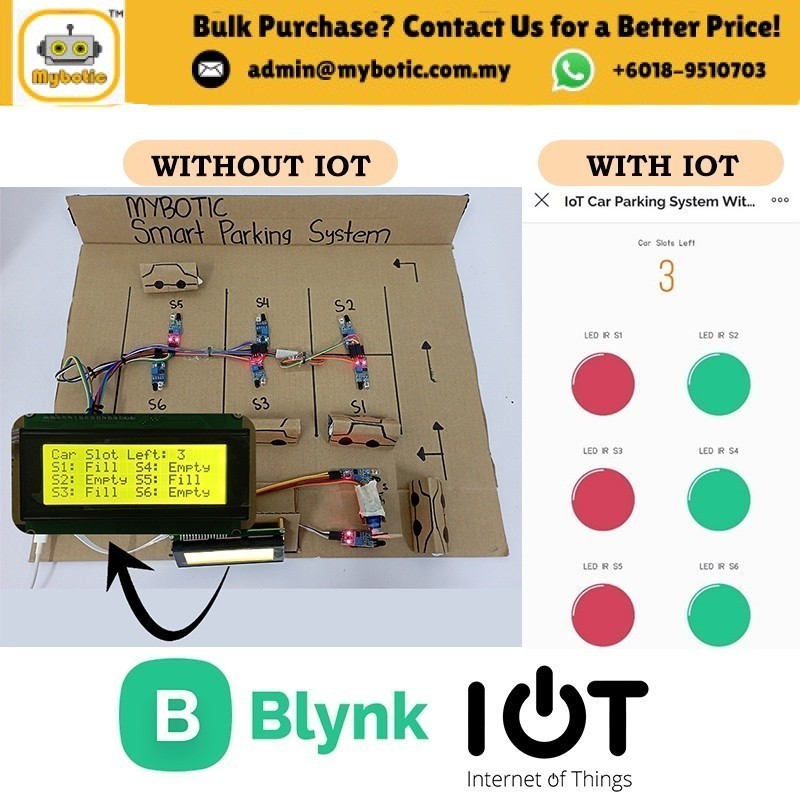 Arduino STEM RBT project: (IoT Blynk) Arduino Smart Car Parking System with Durian UNO | Shopee ...