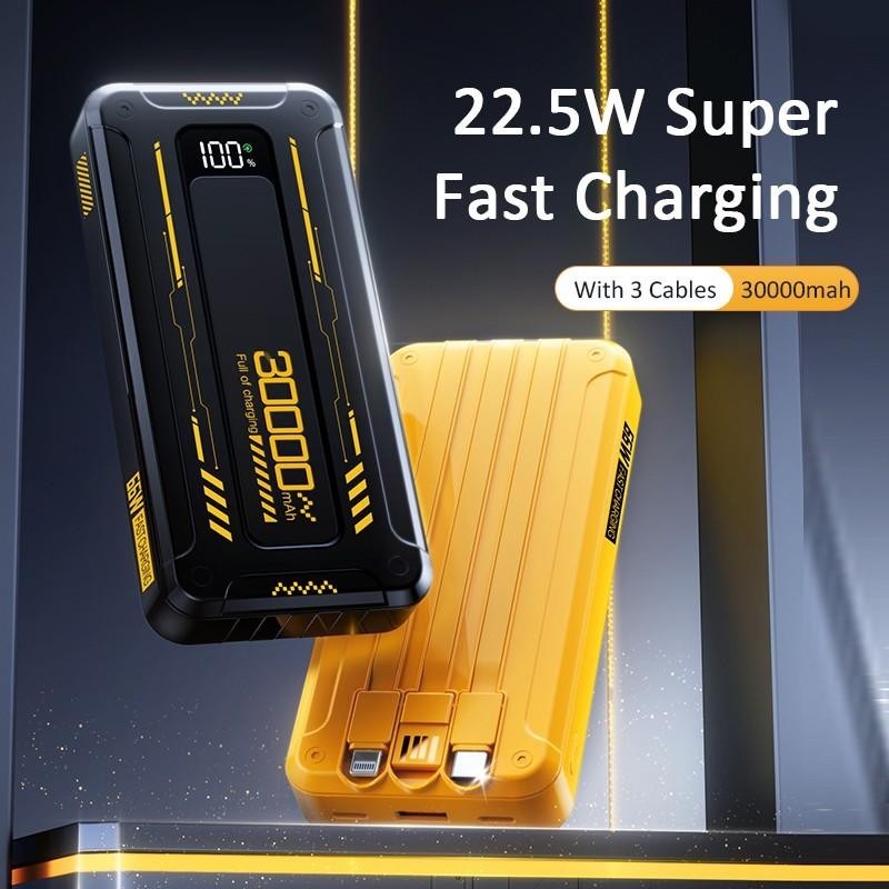 30000mah Cool Fashion Powerbank 66W Super Fast Charging With 3 Cables ...