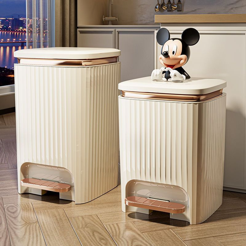 Large-Capacity Pedal Press Dustbin with Lid Trash Can Kitchen Living ...