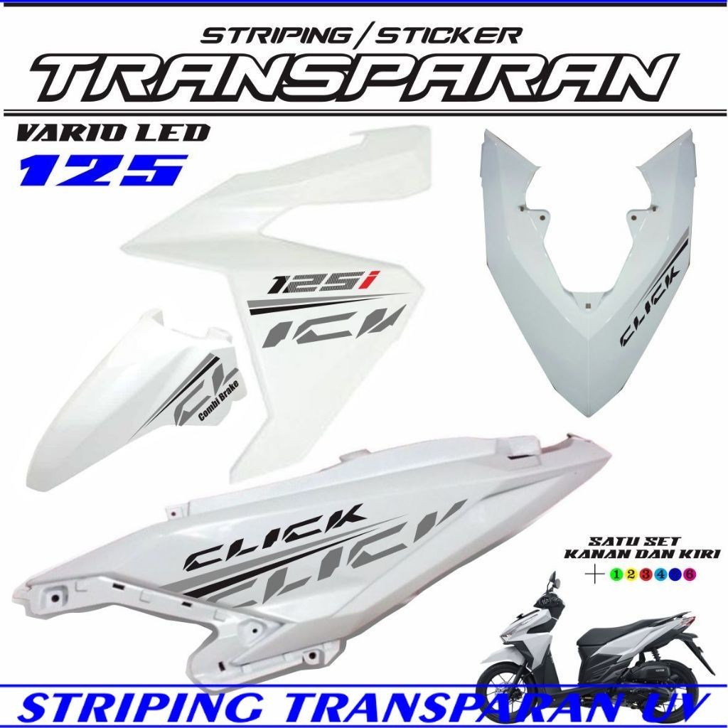 Sticker LIST STRIPING CLICK VARIO LED 125 FI 2015 / 2017 TRANSFARAN ...