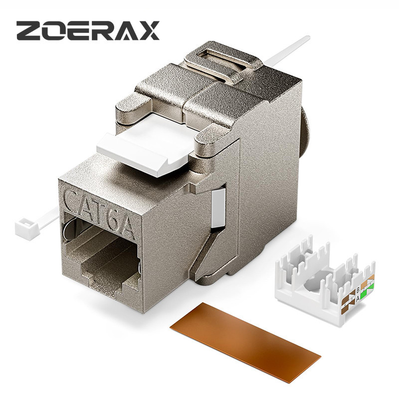 ZoeRax Keystone Module Jacks CAT6A Shielded Keystone Jack RJ45 Cat 6A Ethernet Module 10 Gbit ...