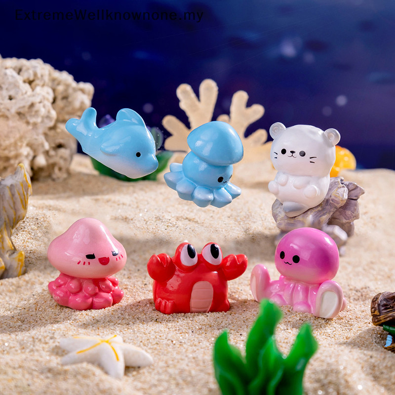 EWMY Mini Seals Penguins Ornament Cartoon Polar Bears Jellyfish Micro ...