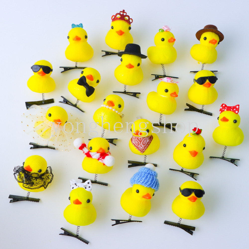 1pcs Cartoon Cute 3D Little Yellow Duck Spring Hair Clip Funny Plush ...
