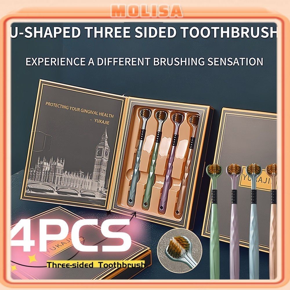 4PCS Three-Sided Toothbrush Soft Bristle Ultra-Fine Dense Toothbrush ...