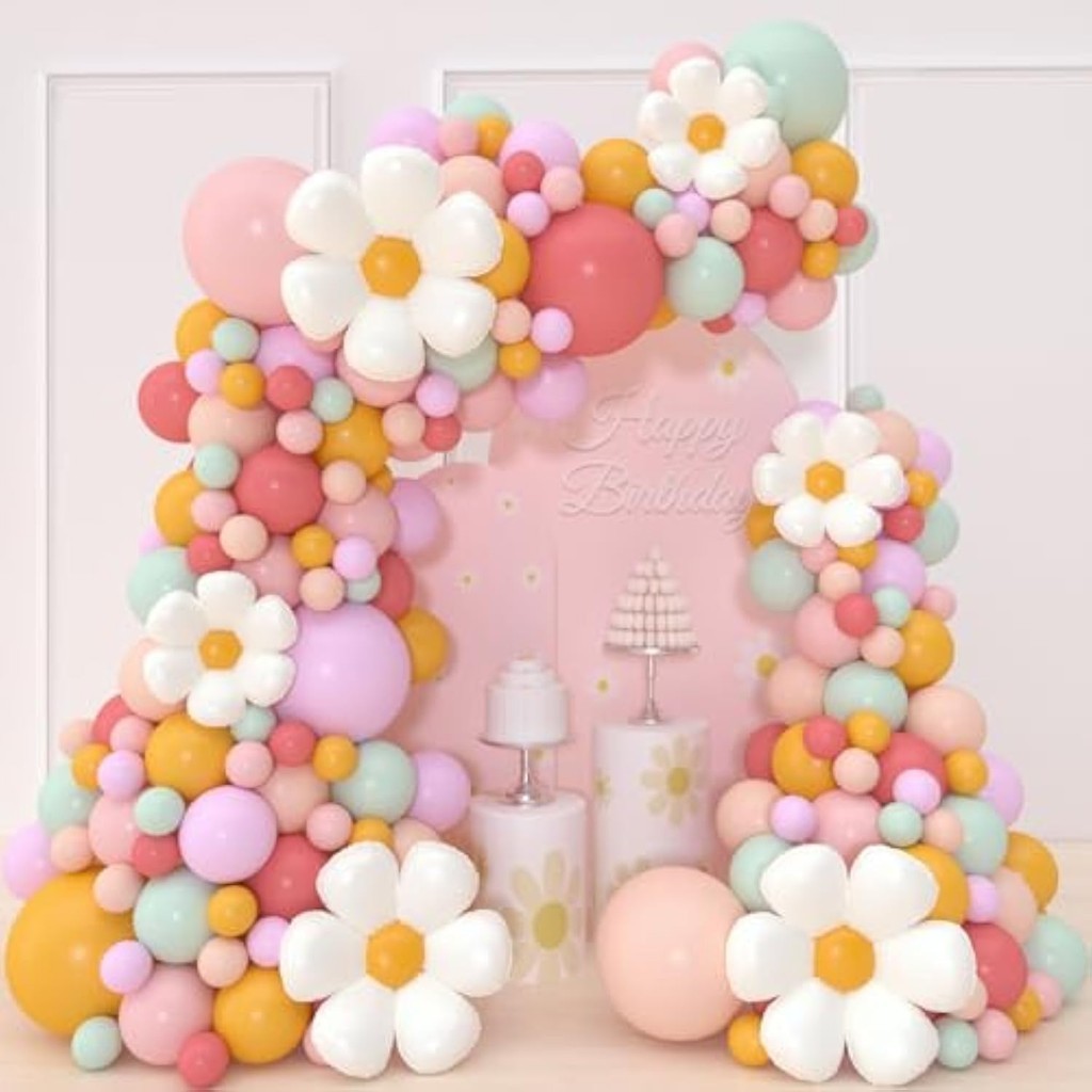 Pastel Daisy Balloon Garland Arch Kit,180Pcs Flower Balloon Arch Kit ...