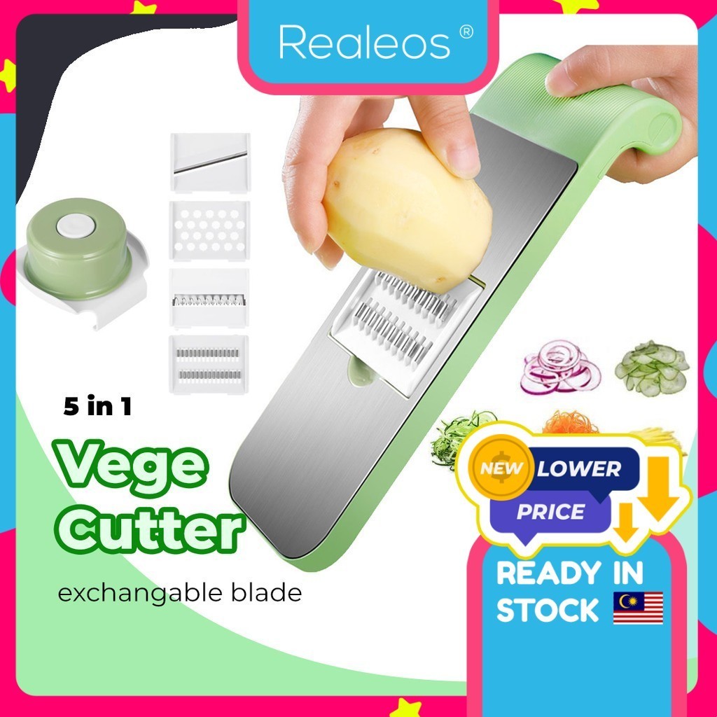 Realeos 5 IN 1 Multifunction Mandoline Slicer cutter Vegetable Grater ...