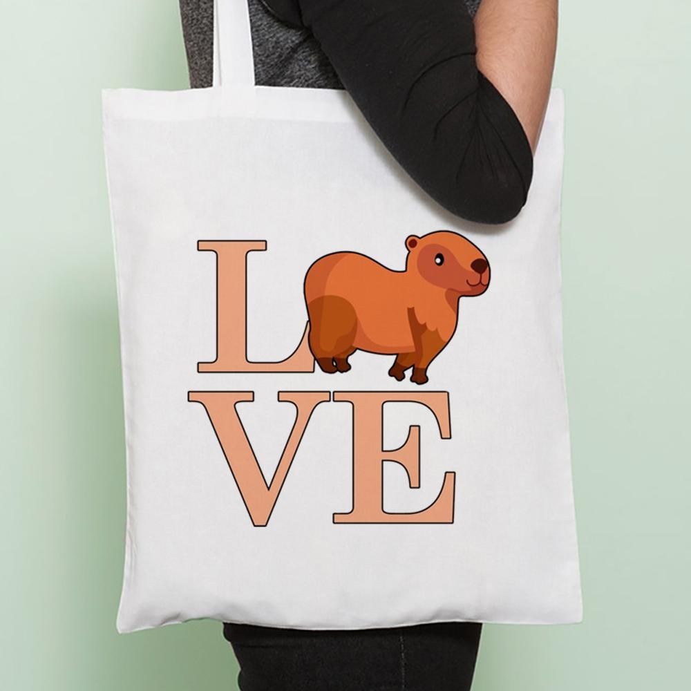fashion capybara shopping bag tote handbag recycle bag bolso canvas ...