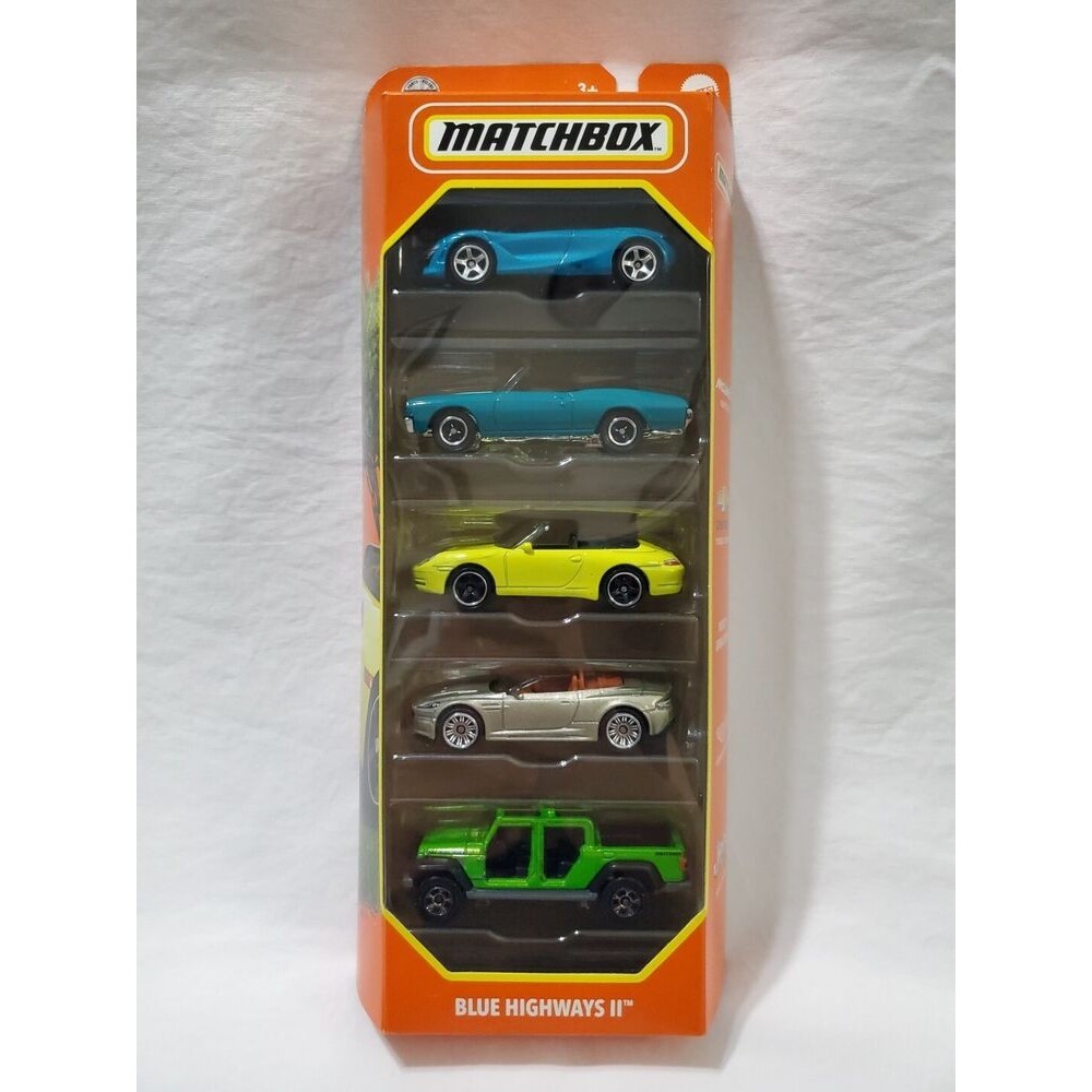 2024 Matchbox BLUE HIGHWAY II 5-Pack Mclaren Chevy Porsche Jeep Aston ...