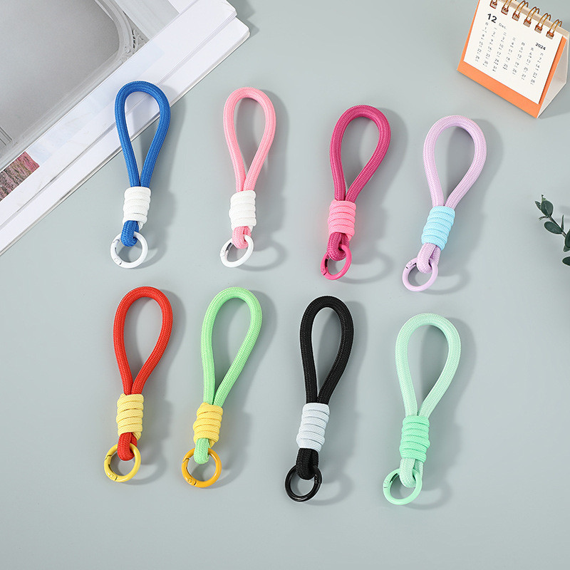 Color matching knotted mobile phone lanyard creative short braided ...