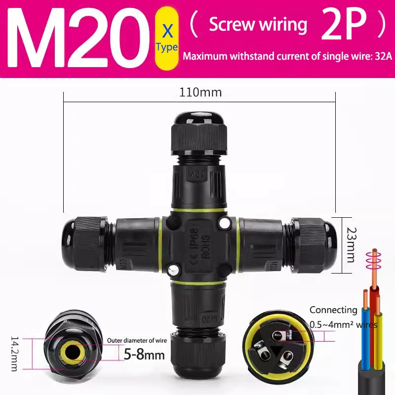 IP68 Waterproof Connector 2/3/4/5 Pin Screw wiring Terminal Adapter For ...