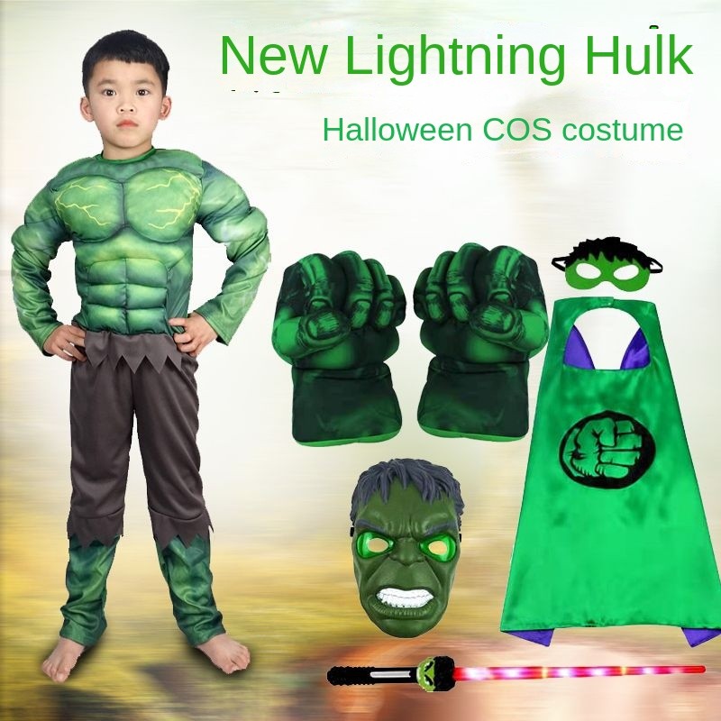 Cosplay Hulk Clothes Halloween Children Adult Muscle Performance ...