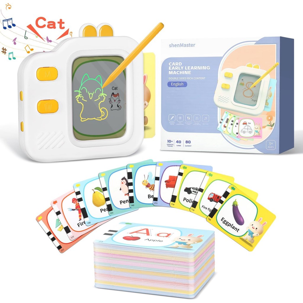 Talking Flash Cards with LCD Writing Tablet for Toddlers, Language ...