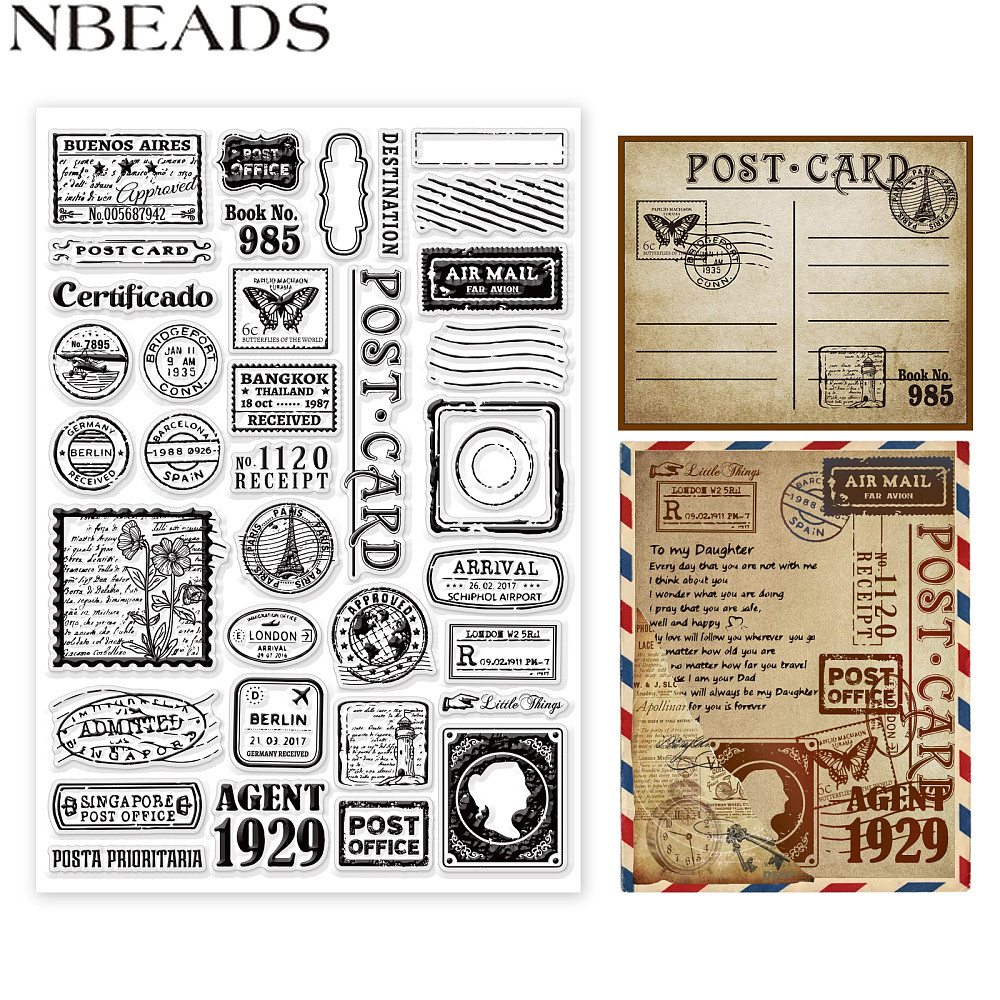 1Sheet Stamp Postmark Postcard Clear Stamps for DIY Scrapbooking Big ...