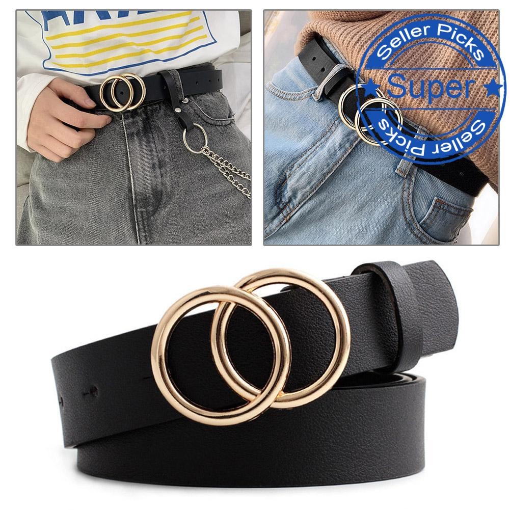 ASDMAEIT Double Round Buckle Retro Decorative Belt Versatile Jeans Belt ...