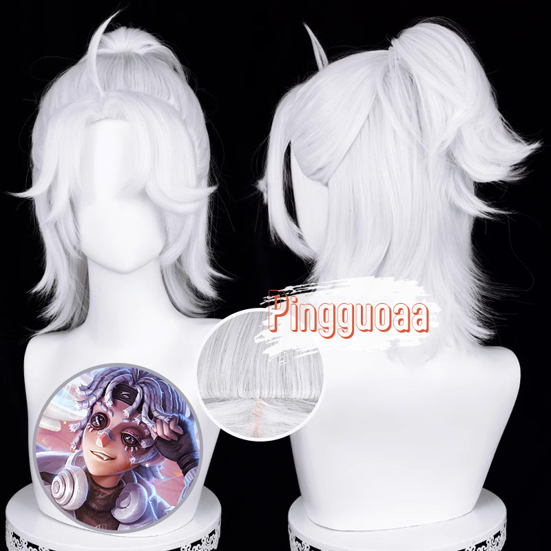 Identity V × B.Duck Rice Luca Balsa Cosplay Wig 40cm Long Silver White ...
