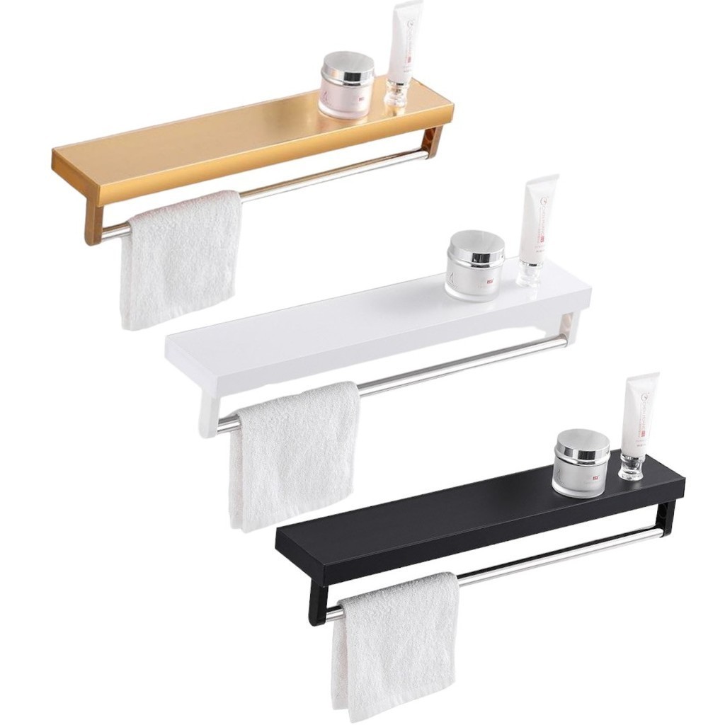 Luxe Bathroom Shelf Wall Shelves Floating Shelf Hanging Towel Bar ...
